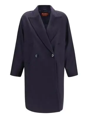Max Mara Double-breasted Wool Drap Coat - Blue