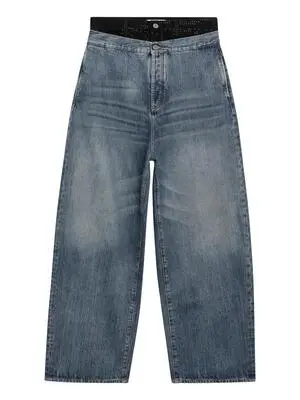 Attico Wide-leg Jeans With Double Waistband - Blue