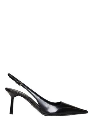 Prada Calzature Black Brushed Leather Slingback Pumps - Multicolor