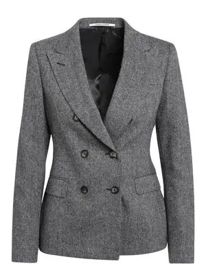 Tagliatore Double-breasted Herringbone Wool And Cashmere Jacket - Black