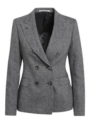 Tagliatore Double-breasted Herringbone Wool And Cashmere Jacket - Black