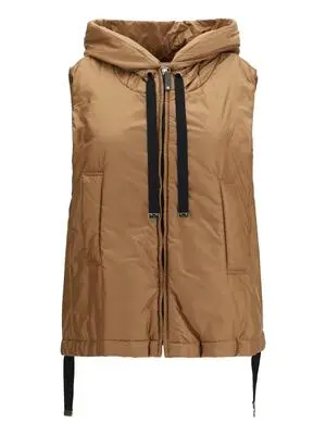 Max Mara Hooded Padded Vest In Water Repellent Canvas - Brown
