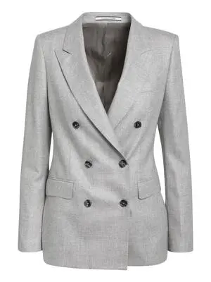 Tagliatore Double-breasted Pearl Grey Jacket In Wool And Cashmere - Gray