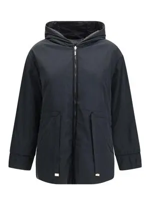Max Mara Reversible Padded Parka In Radzmir And Water Repellent Canvas - Black