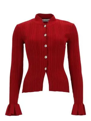 SELF-PORTRAIT Cardigan With Jewel Buttons - Red
