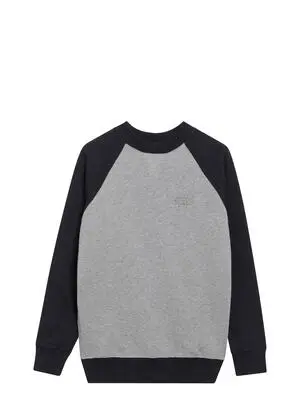 Miu Miu Cotton Color-block Crewneck Sweatshirt - Gray