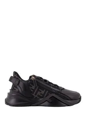 Fendi FENDI Leather Flow Sneakers With FF Jacquard Fabric Inserts Multicolor