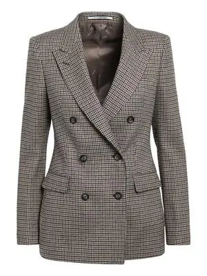 Tagliatore Houndstooth Wool Blend Blazer - Brown