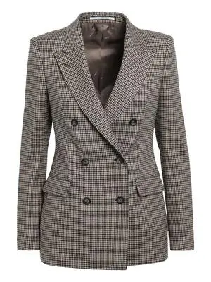Tagliatore Houndstooth Wool Blend Blazer - Brown
