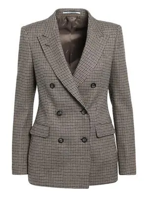 Tagliatore Houndstooth Wool Blend Blazer - Brown