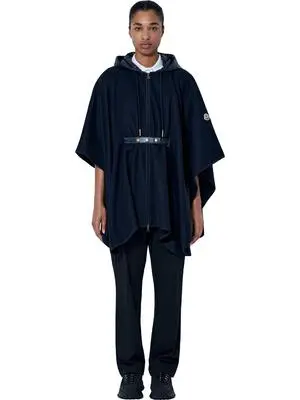 Moncler MONCLER Hooded Cape With Belted Waist Blue