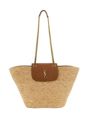 Saint Laurent Manon Mini Bag In Woven Raffia With Monogram - Multicolor