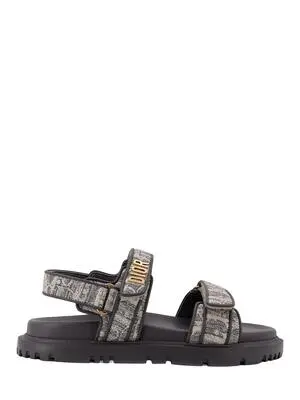 Dior Canvas Dioract Flat Sandals - Multicolor