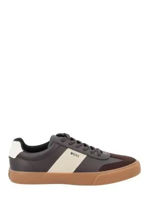 BOSS Leather Sneakers With Logo And Laces - Brown