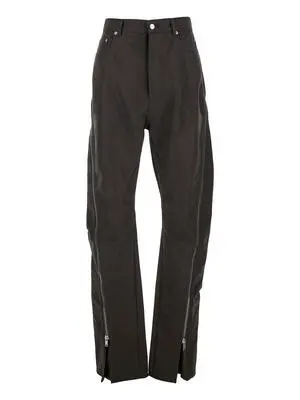 Rick Owens Bolan Banana Pants With Zip Details In Stretch Cotton For - Brown