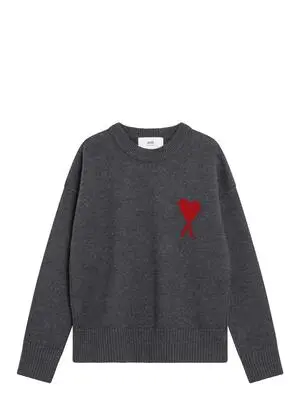 AMI Paris De Coeur Sweater - Gray
