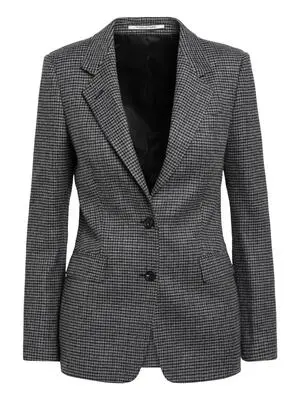 Tagliatore Tagliatore Single-Breasted Anthracite Grey Jacket With Houndstooth Pattern In Wool Blend Women Gray