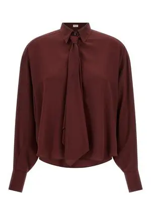 Brunello Cucinelli Light Silk Shirt With Monile Detail - Multicolor
