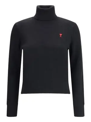 AMI Paris De Coeur Turtleneck Sweater - Black