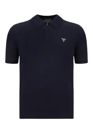 Prada Virgin Wool Polo Shirt - Black