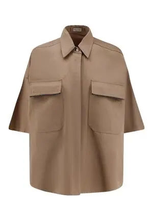 Brunello Cucinelli Linen And Cotton Blend Shirt - Brown