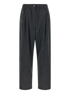 Brunello Cucinelli Mélange Wool Tapered Trousers - Gray