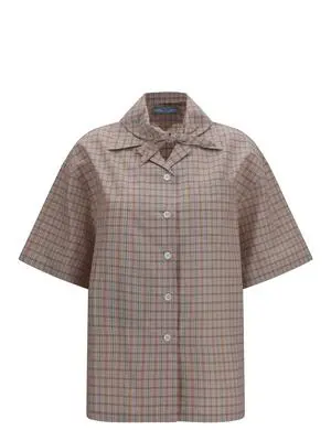 Prada Short-Sleeved Check Shirt Pink