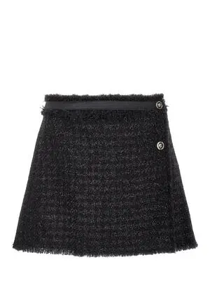 Versace Lurex Wool Blend Skirt - Black
