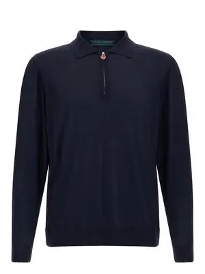 Kiton Wool Polo Shirt 14 Microns - Blue