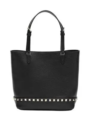 Valentino Garavani Small Rockstud Shopper Bag In Leather - Black