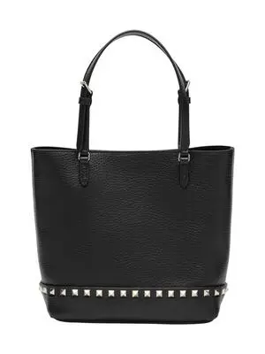 Valentino Garavani Leather Rockstud Shopper Bag - Black