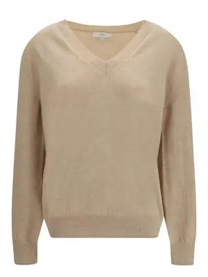 Malo Malo Women Cashmere V-Neck Sweater Cream