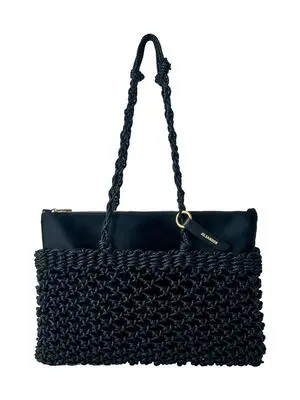 JIL SANDER Tangle Net Cord Shoulder Bag - Black