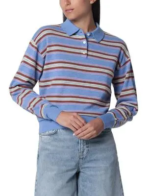 Guest In Residence Collegiate Stripe Polo Sweater - Multicolor