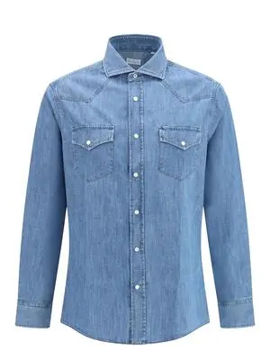 Brunello Cucinelli Easy Fit Lightweight Denim Shirt - Blue