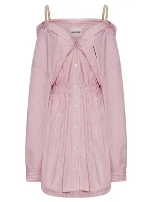 Miu Miu MIU MIU Striped Cotton Shirt Dress Multicolor