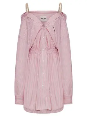 Miu Miu Striped Cotton Shirt Dress - Multicolor