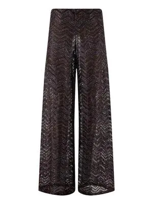 Missoni Viscose Blend Trousers With Chevron Pattern - Multicolor