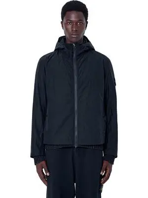 Stone Island Textured Knit Hooded Jacket - Black
