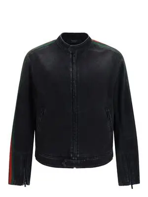 Gucci Web Detail Denim Jacket - Multicolor