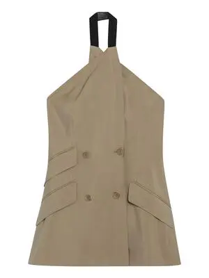 Max Mara Sleeveless Jacket In Sand-colored Wool And Silk Poplin - Cream