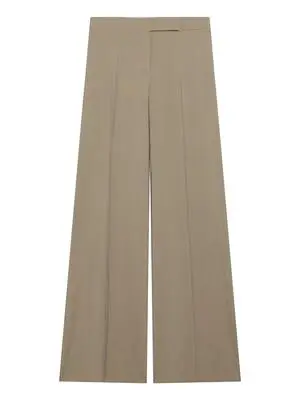 Max Mara Wide-leg Trousers In Wool And Silk Poplin - Cream