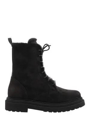 Brunello Cucinelli Suede Monile Booties - Brown