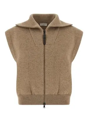 Brunello Cucinelli Cashmere Zip Vest - Cream