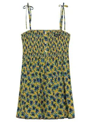Miu Miu Floral Silk Mini Dress - Yellow
