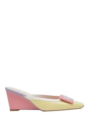 ROGER VIVIER Belle Vivier Patent Leather Wedge Mules - Multicolor