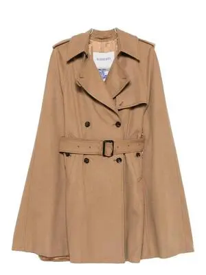Burberry Cashmere Double-breasted Belted Trench Cape - Cream
