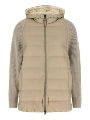 Brunello Cucinelli Brunello Cucinelli Women 'Shiny Zipper Pull' Down Jacket Cream