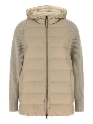Brunello Cucinelli BRUNELLO CUCINELLI Shiny Zipper Pull Down Jacket Cream