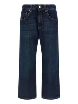 Brunello Cucinelli Wide Leg Cropped Jeans - Blue